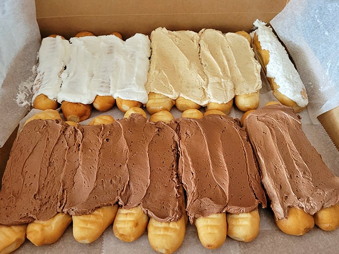 Long Johns that would make any donut jealous—cream-filled, frosting-topped wonders that have earned their place on the bakery's marquee.