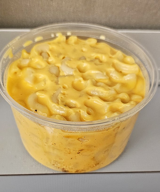 Mac and cheese that achieves the golden ratio of creamy-to-cheesy. Comfort food that makes you want to call your mother and apologize.