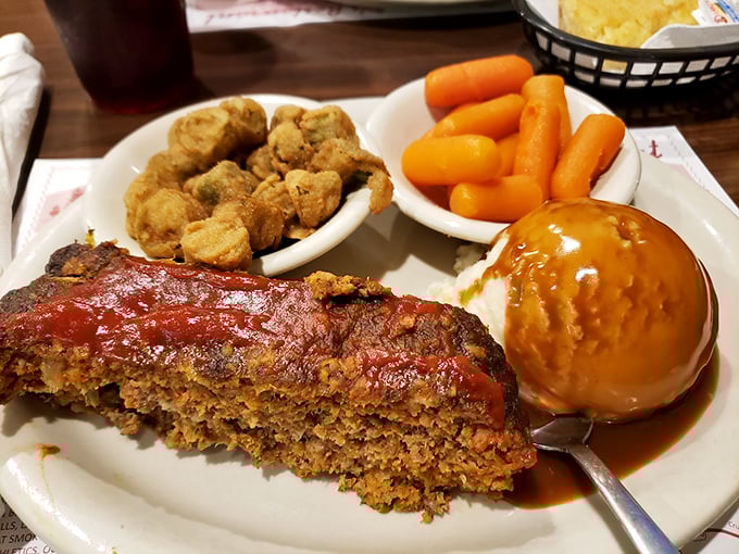 Meatloaf that would make your grandmother both proud and jealous. That tomato glaze on top isn't just for show—it's the crowning glory of comfort.