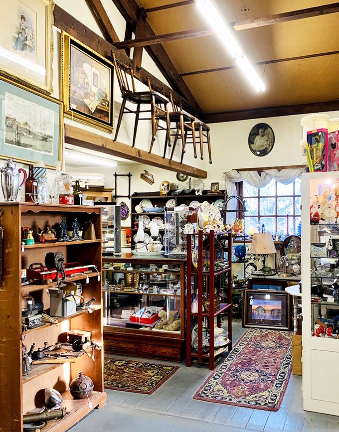 Antique chairs hanging from the ceiling? It's like furniture Cirque du Soleil in here, with every corner revealing another surprise.