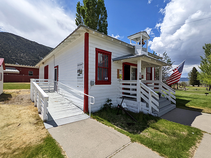 The historic Mono Basin schoolhouse stands as a charming reminder of simpler times. Now wheelchair-accessible, this community landmark bridges past and present. 