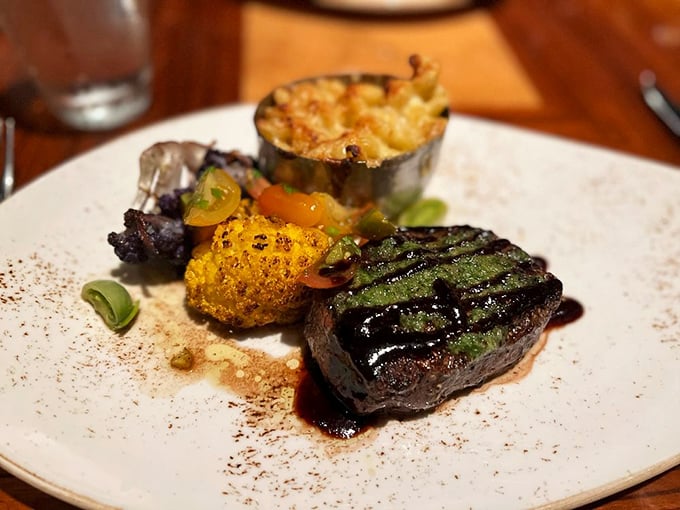 Oak-grilled perfection that would make any steakhouse weep with envy – notice those beautiful grill marks.