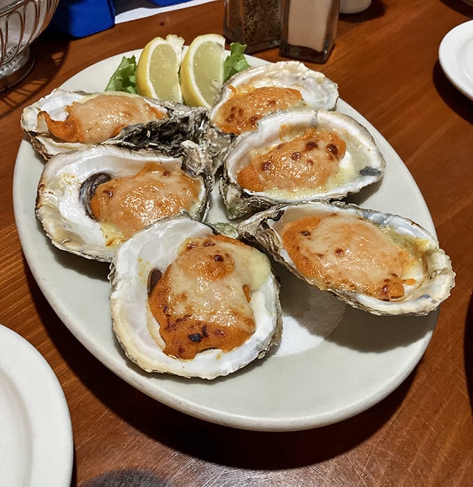Oysters Rockefeller done right – plump bivalves under a blanket of spinach and cheese that would make the Vanderbilts themselves nod in approval.