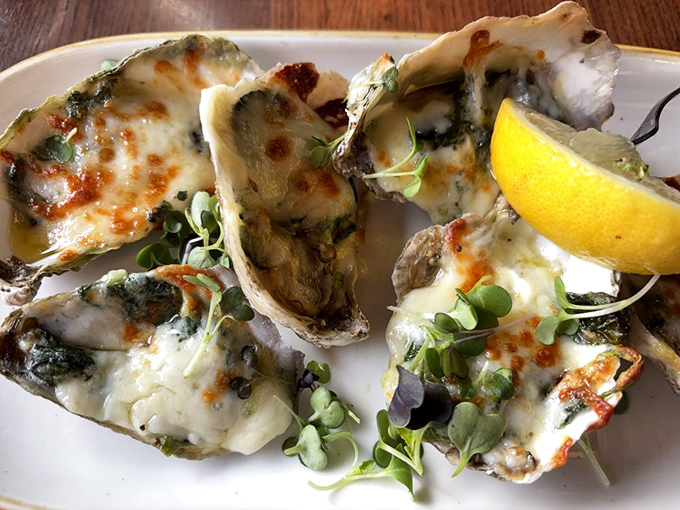 Oysters Rockefeller—where spinach and cheese transform something from the ocean floor into something worthy of a Vanderbilt's table.