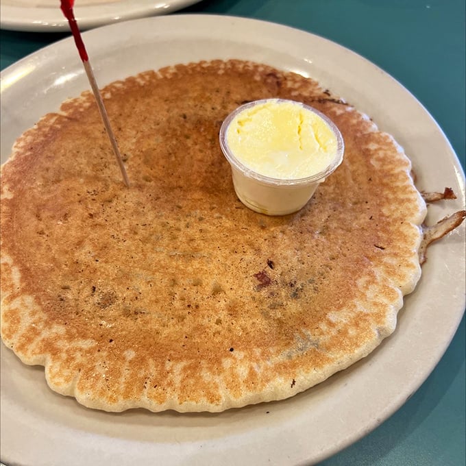 The perfect pancake doesn't exi— Oh wait, here it is. Golden, slightly crisp edges with a pillowy center waiting for that butter to melt.