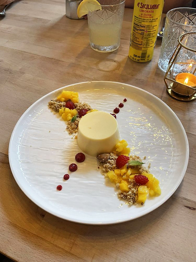 Dessert that looks like modern art but tastes like tradition. This panna cotta with seasonal fruits makes a compelling case for saving room.