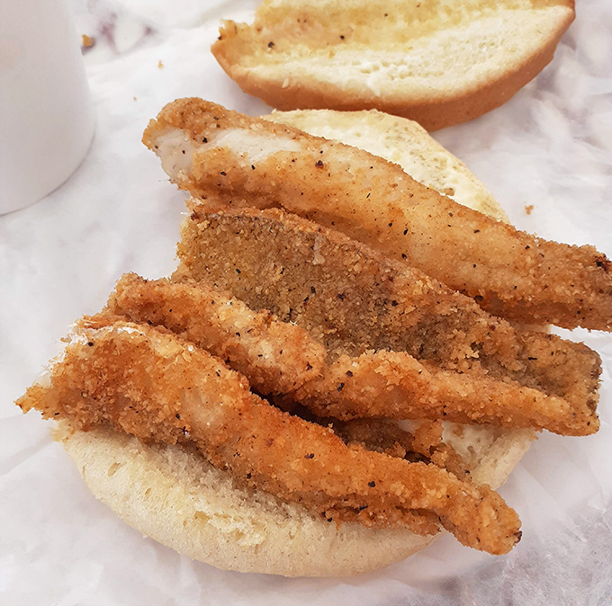 A perch sandwich that would make Lake Erie proud—golden, crispy, and ready to convince you that fish really does taste better in Ohio. 