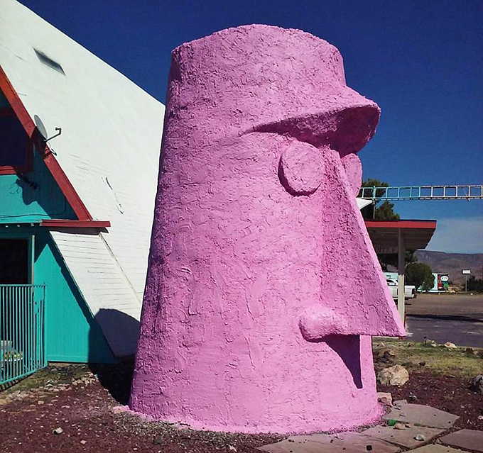 Plot twist! Apparently Giganticus Headicus occasionally changes outfits—this pink makeover gives off strong "I'm ready for my close-up" energy.