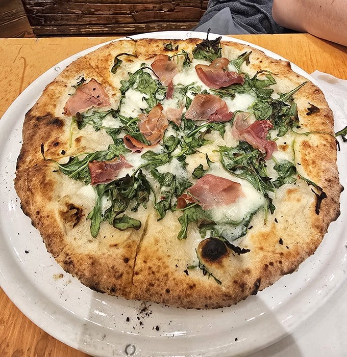 Pizza arrives looking like it moonlights as a work of art between satisfying hungry diners all day long.