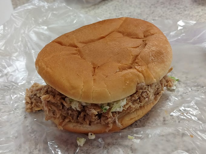 The barbecue sandwich—tender, flavorful pork nestled in a soft bun—proves that sometimes the simplest pleasures deliver the most satisfaction.