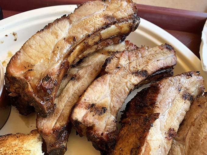 Pork ribs with the perfect bite – not falling off the bone (that's overcooked, folks) but surrendering with just the right amount of resistance.