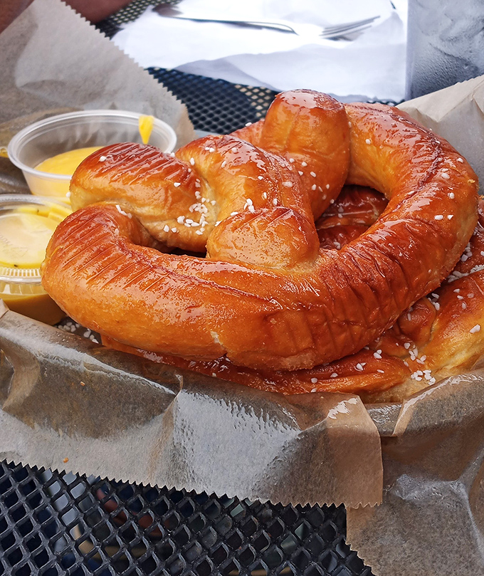 Bavarian-style pretzels arrive twisted to perfection, because sometimes the best things in life come with mustard.