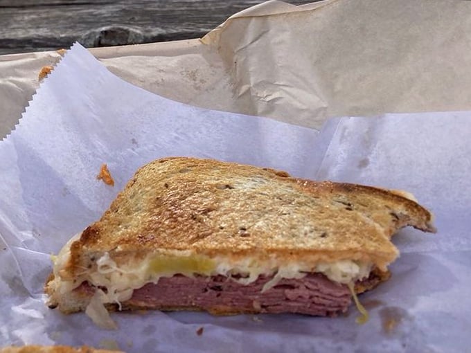 The Reuben doesn't lie: perfectly grilled rye bread giving way to that glorious marriage of pastrami, sauerkraut, and Swiss that makes life worth living.