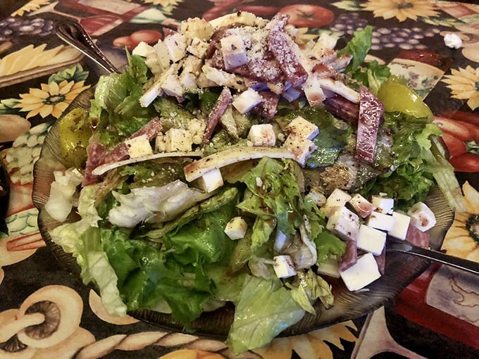 A salad that actually deserves respect, not just obligation. Crisp greens and generous toppings prove vegetables can hang with the heavy hitters.