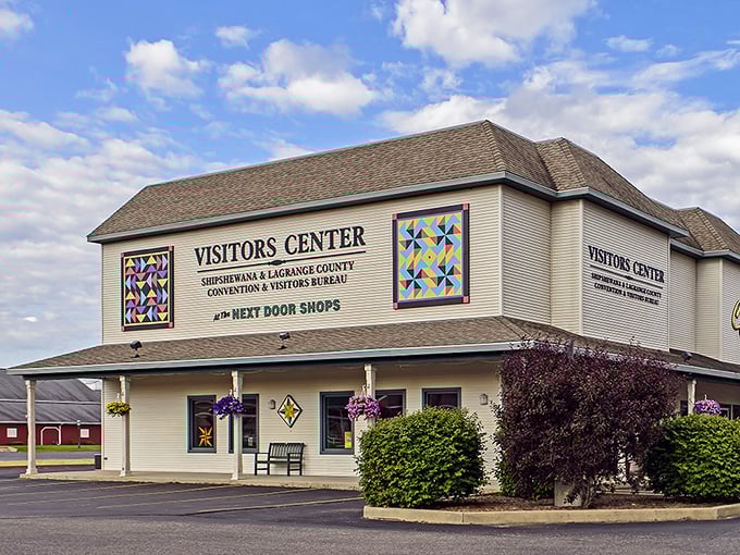 First-timers, start here! The Visitors Center's colorful quilt squares hint at the handcrafted treasures and traditions you'll discover throughout this unique community.