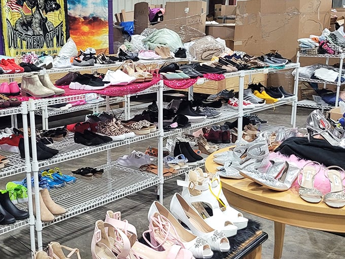 Footwear galore – because Cinderella would've had better luck here than waiting for a prince.