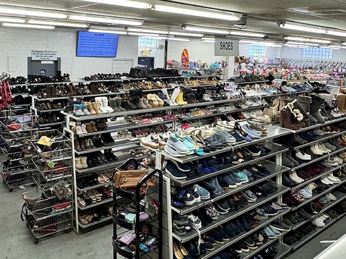 The shoe section stretches like the Yellow Brick Road, except Dorothy would have way more stylish options for her journey to Oz.