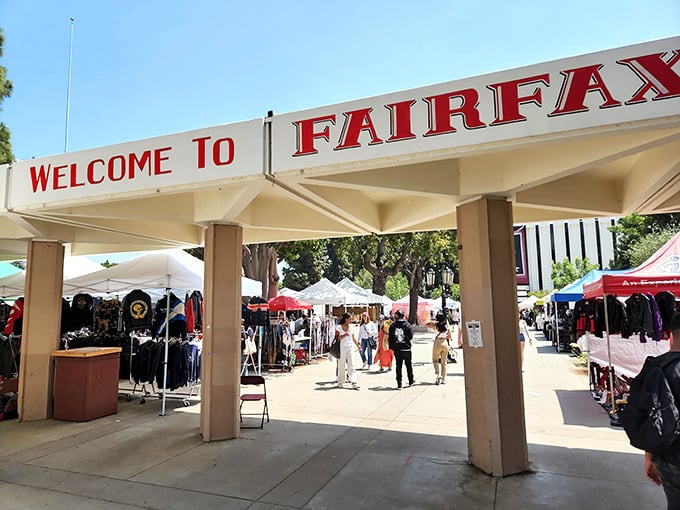 The "Welcome to Fairfax" sign might as well read "Welcome to Temptation" – a portal to a world where your home décor budget goes to die gloriously.