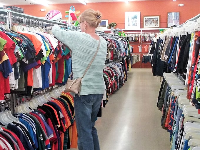 Treasure hunters navigate the colorful clothing aisles with the focused determination of archaeologists who've swapped their khakis for comfortable shoes and shopping carts.