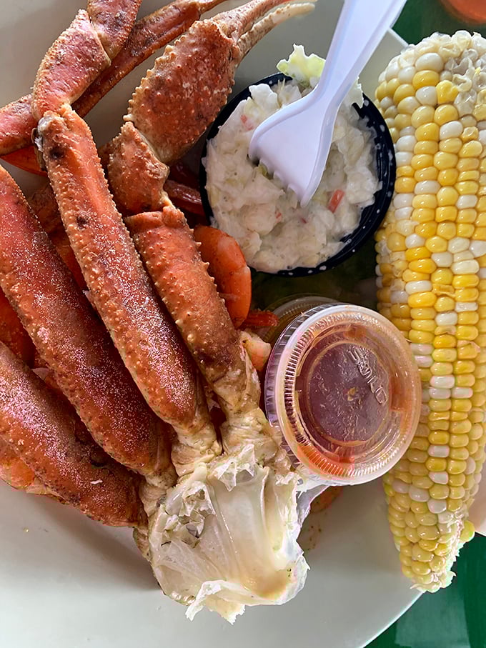 Snow crab legs that would make even Maryland jealous – sweet, succulent, and worth every napkin.