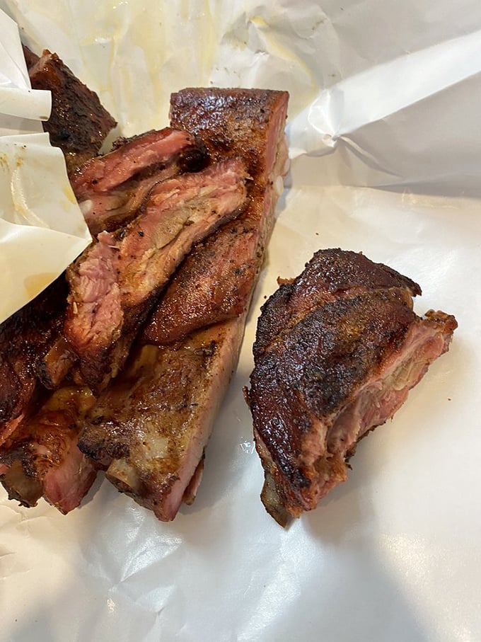 These spare ribs have that magical quality where the meat clings to the bone just enough to make you work for it—but not too hard.