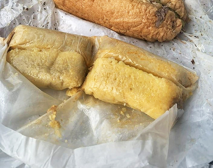 Simple, unadorned, and perfect—the tamale at Johnnie's doesn't need fancy presentation when it tastes this good.