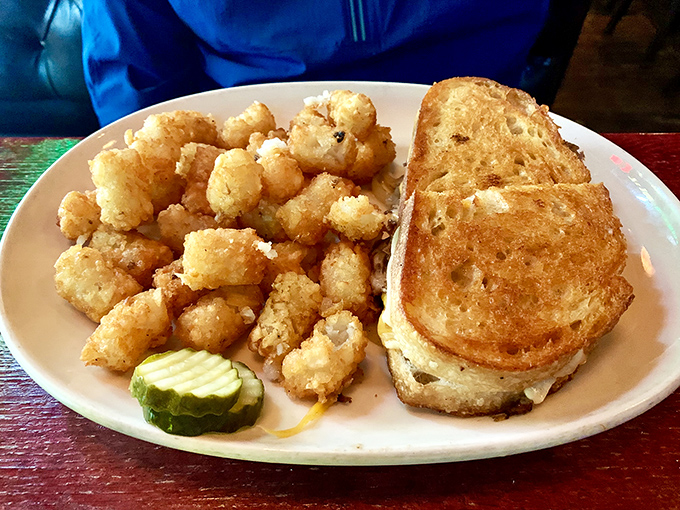 Golden tater tots and a perfectly grilled sandwich—proof that sometimes the simplest comfort foods make the most memorable meals.
