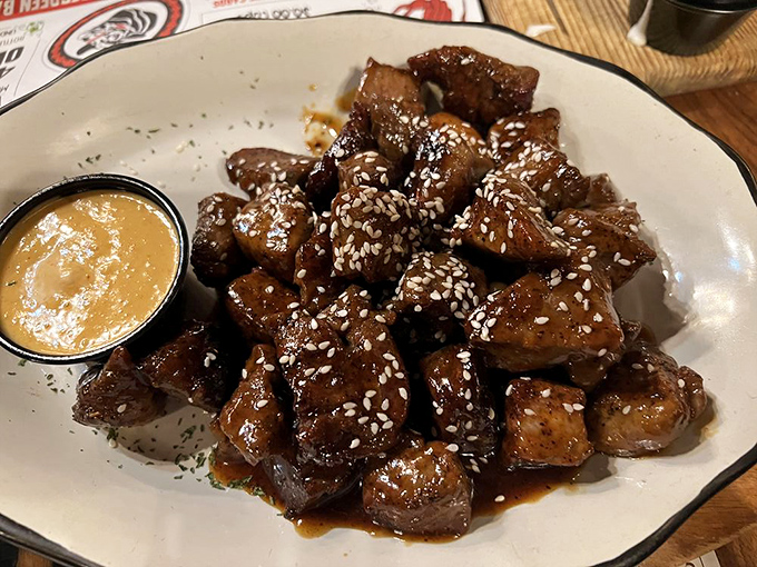 These teriyaki steak bites with sesame seeds aren't just appetizers – they're what would happen if Japan and Texas had a delicious love child.