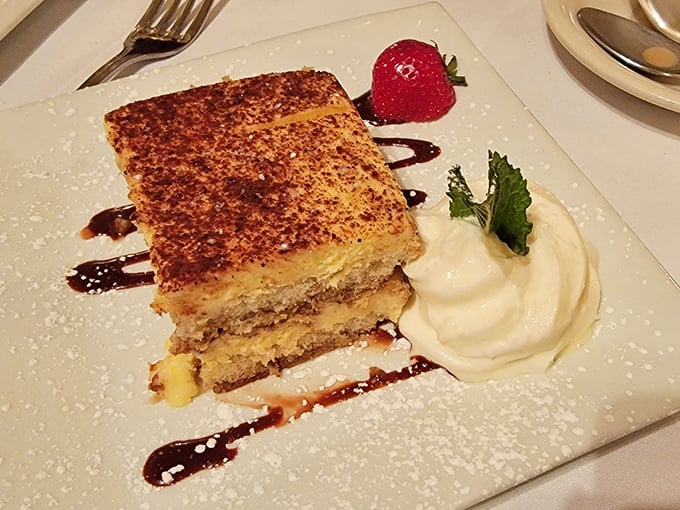 Tiramisu that would make your Italian grandmother weep with joy – layers of coffee-soaked ladyfingers and mascarpone creating a sweet crescendo.