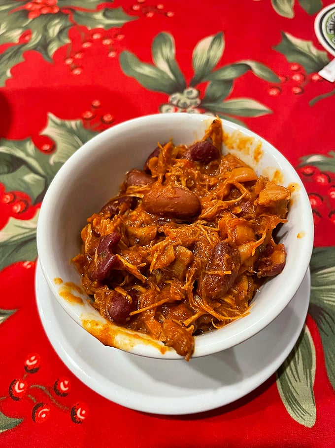 This isn't just chili – it's a warm hug in a bowl. Hearty beans and tender meat create the comfort food equivalent of finding money in an old jacket.