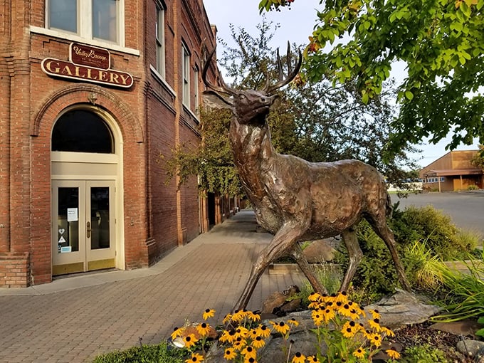 Art meets nature as bronze wildlife stands guard outside galleries. In Joseph, even the sidewalks have curb appeal.