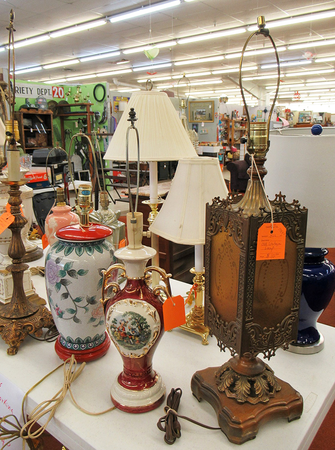 Vintage lamps that have illuminated countless late-night conversations and midnight snacks, now waiting for their next chapter.