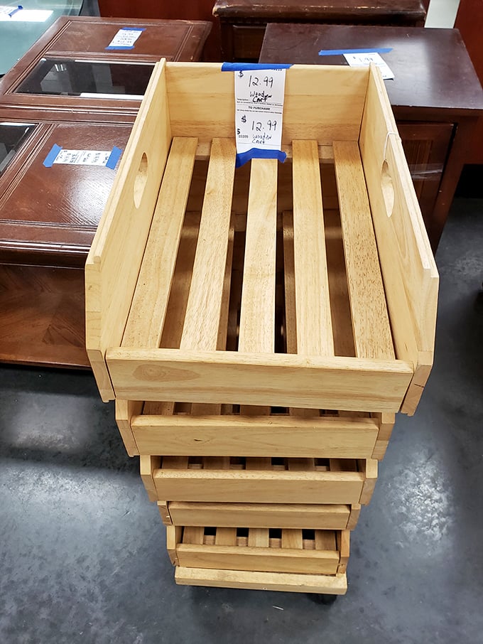 These wooden crates aren't just storage—they're blank canvases for creative minds. Martha Stewart would approve of their rustic-chic potential. 