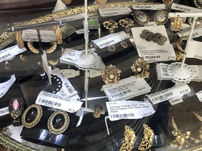 Vintage jewelry that whispers tales of glamorous cocktail parties and elegant soirées. Each piece waiting for its second act on your collar.
