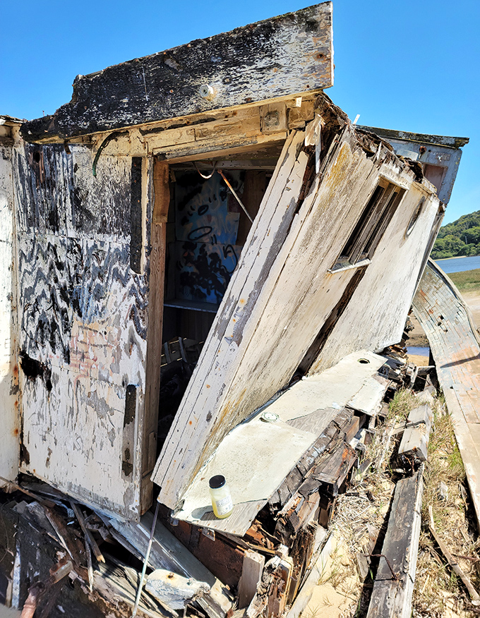 Peek inside what was once the captain's quarters. The ultimate fixer-upper with unbeatable water views—just needs a little TLC.