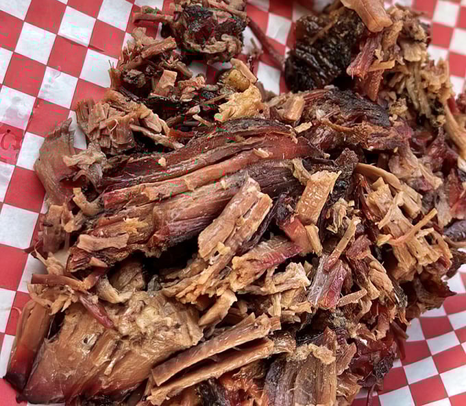 Brisket so tender it surrenders at the mere suggestion of a fork. The bark alone would make a Texan weep with joy.