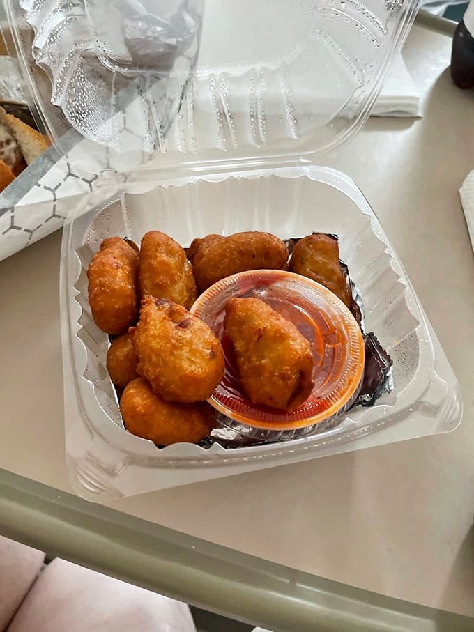 Golden-fried nuggets of happiness served with dipping sauce—because sometimes life's greatest pleasures come in small packages.