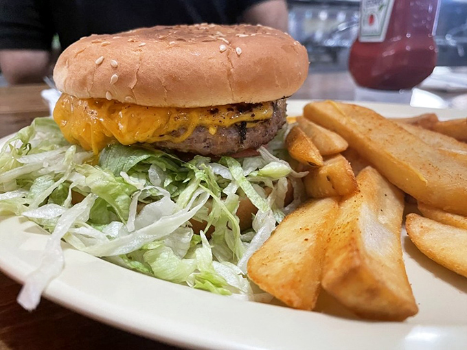 Even their non-Mexican offerings command respect. This burger isn't trying to be trendy—it's just confidently doing its delicious job.