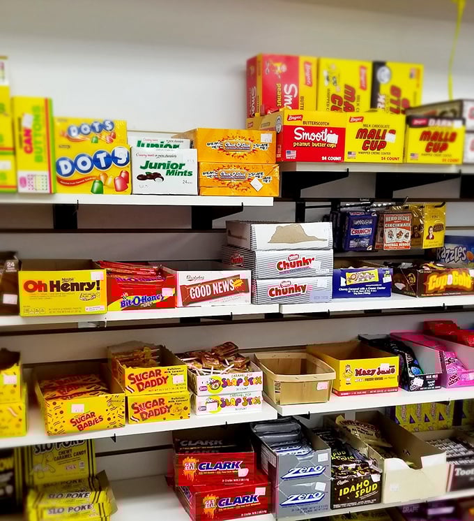 Childhood memories stacked neatly on shelves. From Dots to Oh Henry!, these aren't just candy bars – they're time machines.
