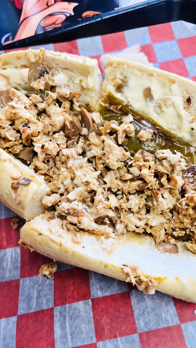 The chicken cheesesteak wrap proves that poultry can play in the big leagues too – juicy, cheesy perfection.