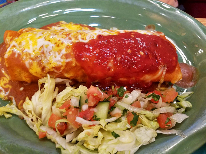 This chicken enchilada arrives like a warm hug from your favorite Mexican grandmother's kitchen.