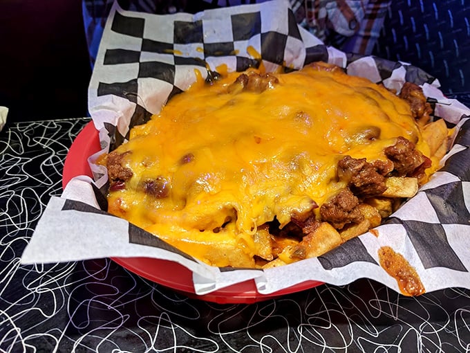 These chili cheese fries aren't just a side—they're the main event. That molten cheese blanket could warm you through the coldest Virginia winter.