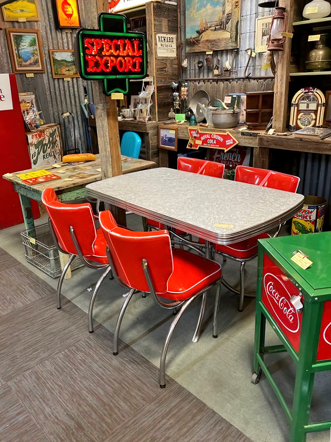 That retro diner set isn't just furniture—it's a time portal to 1950s America. Just add milkshakes and "Rock Around the Clock" on the jukebox.