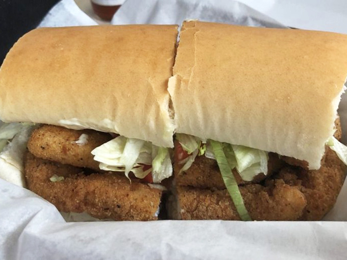 A sandwich so honest it doesn't need fancy presentation – just fresh fish, simple bread, and the confidence that comes from doing one thing perfectly.