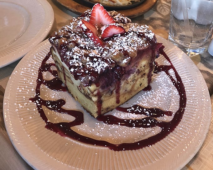 This isn't just French toast—it's a berry-topped masterpiece that makes you question why you ever settled for cereal.