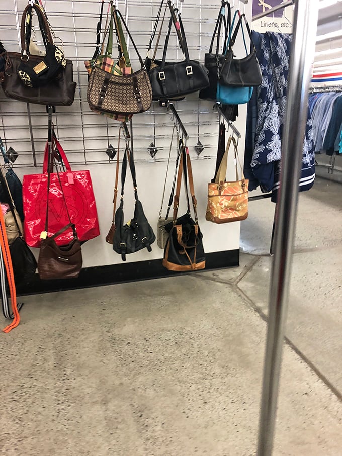 Handbag heaven! Designer lookalikes mingle with authentic vintage finds, all waiting to hold your essentials and perhaps a secret candy stash.