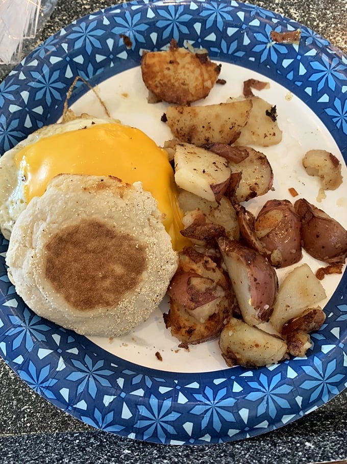 These home fries are the supporting actors that steal the show – crispy edges, tender centers, and seasoned like they mean business.