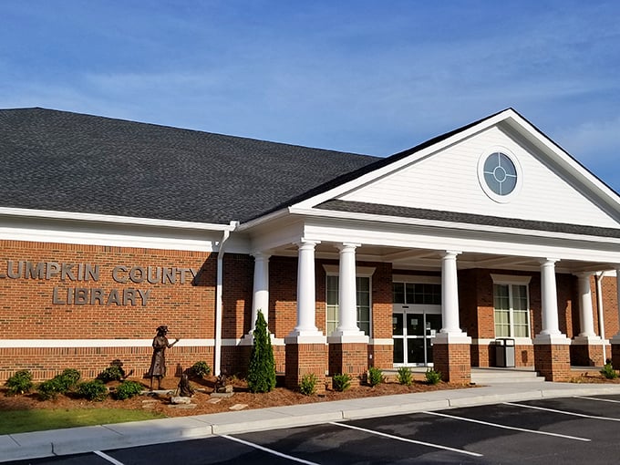 The Lumpkin County Library proves that not all architectural columns need to support ancient Greek temples to look impressive.