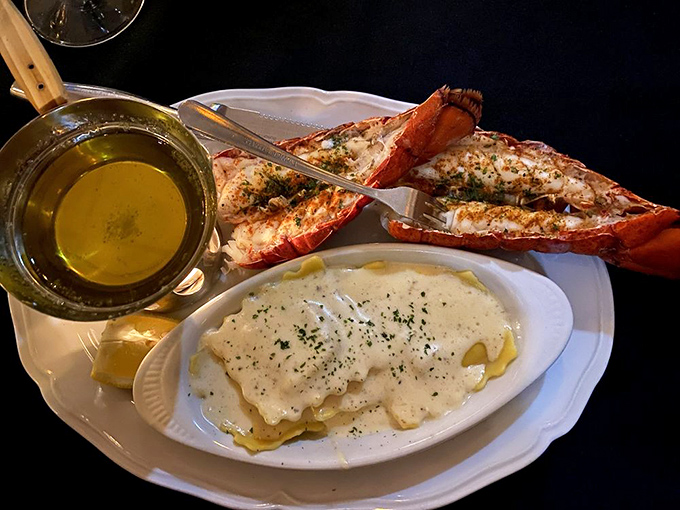Split lobster tails and pasta draped in cream sauce—because sometimes Tuesday needs to feel like your birthday and anniversary combined.
