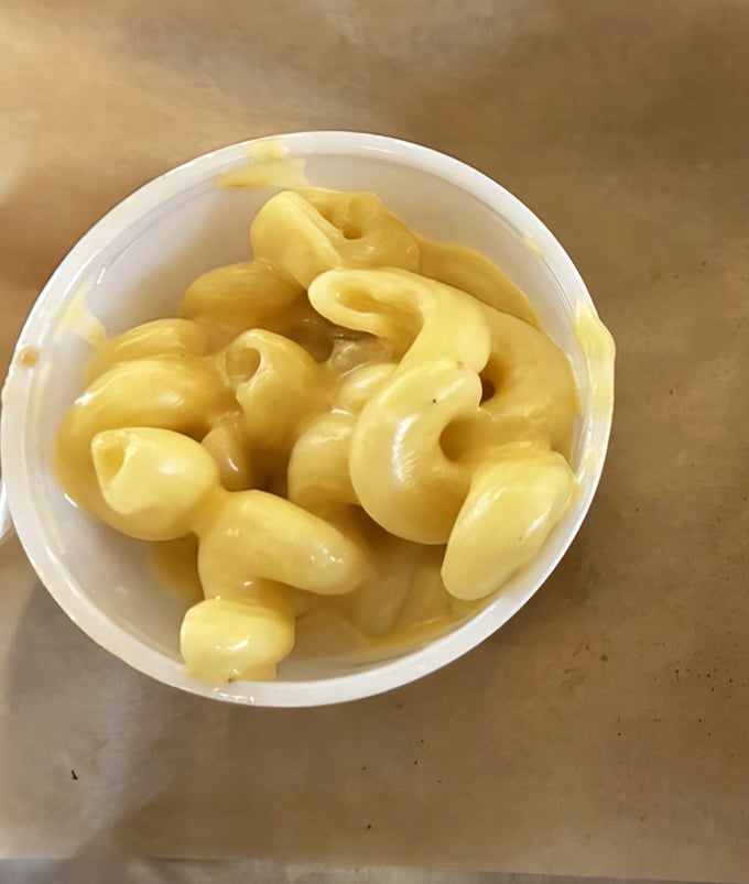 Mac and cheese so creamy it should require a lifeguard on duty. This isn't just comfort food—it's a warm hug in a bowl.